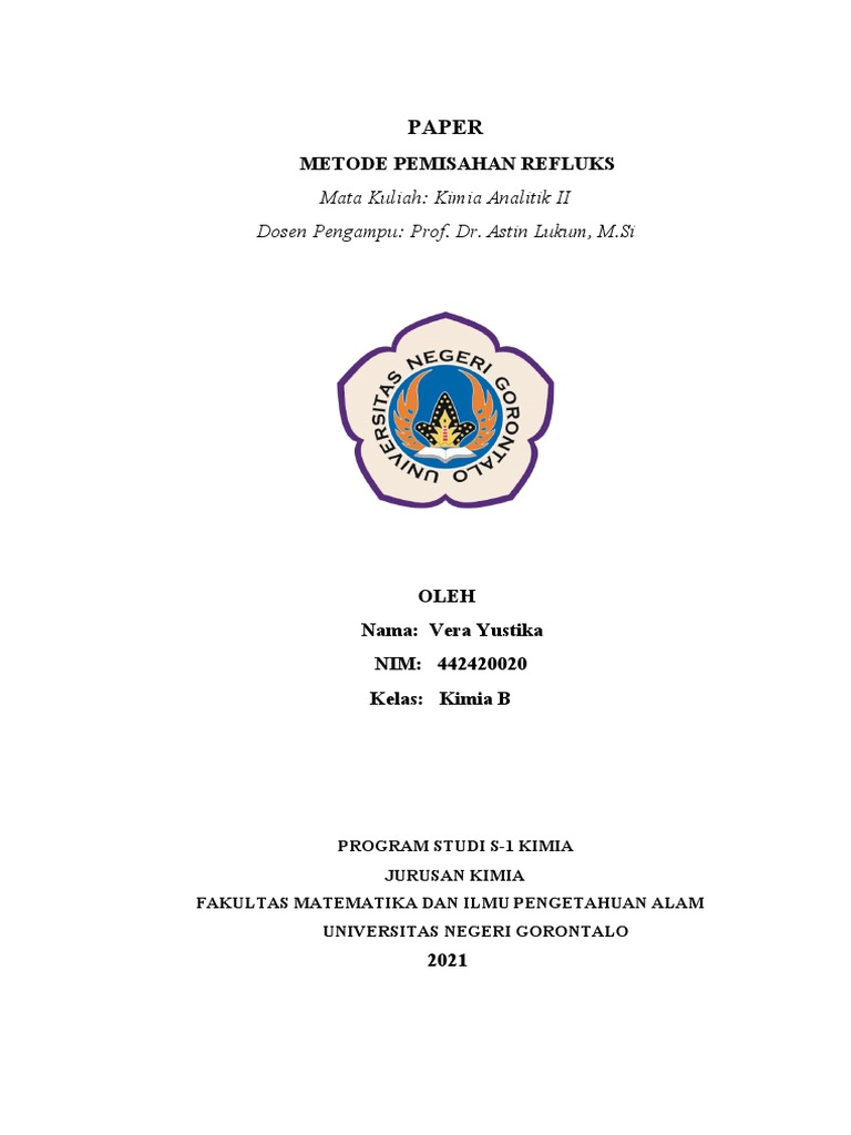 Tugas Metode Pemisahan Refluks | PDF