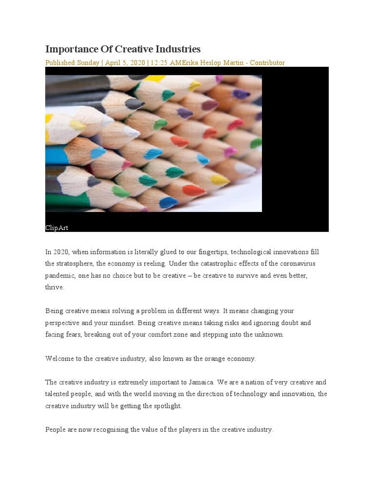 Importance of Creative Industries | PDF | Science, Technology ...