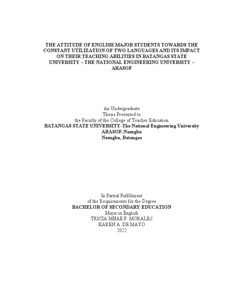 Basis 1 THESIS - Chapter - 1-3 | PDF | Teaching Method | Multilingualism