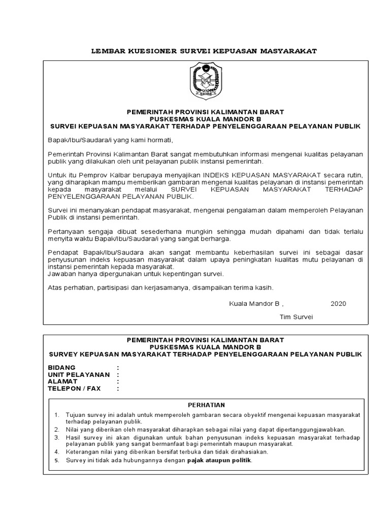 Kuesioner SKM 2020 | PDF