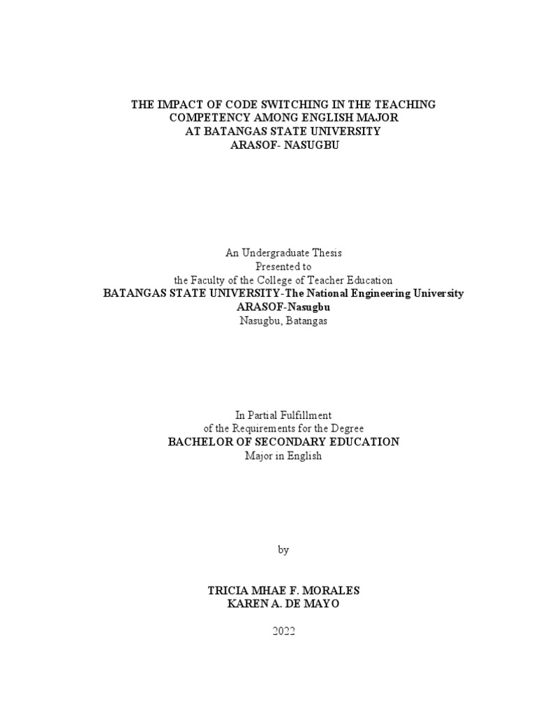 Code Switching's Impact on Teaching Competency | PDF | Multilingualism ...