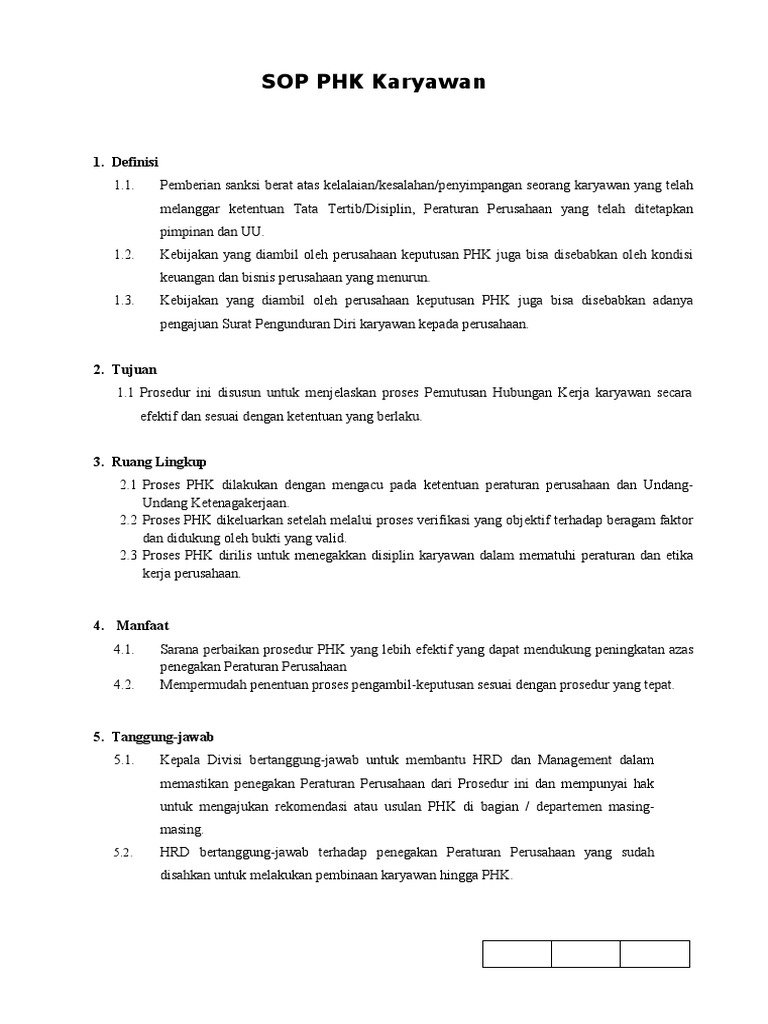 SOP PHK Karyawan | PDF