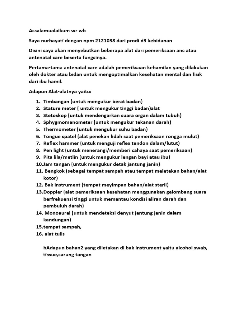 Alat Pemeriksaan Anc | PDF