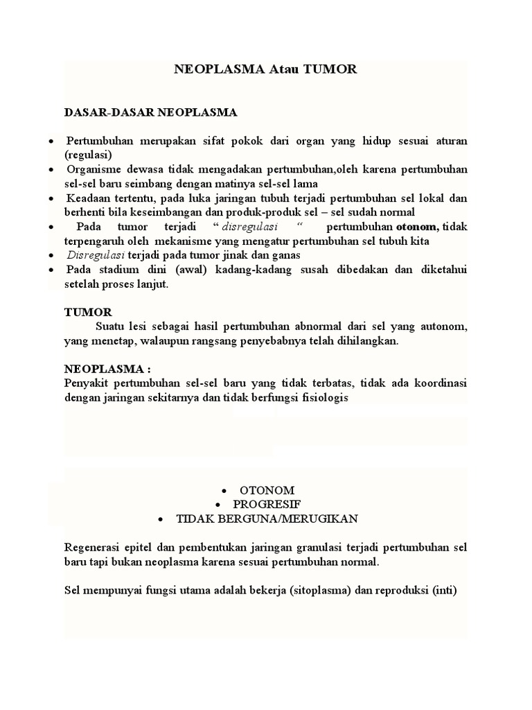 Dasar-Dasar Neoplasma dan Tumor | PDF