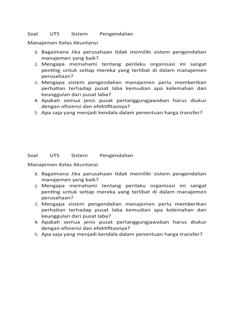 Soal UTS Manajemen Akuntansi | PDF