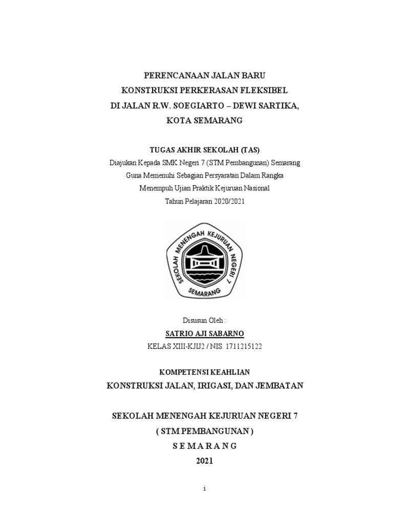 Tugas Akhir Sekolah Perencanaan Jalan Baru Perkerasan Fleksibel | PDF Tugas Akhir Sekolah Perencanaan Jalan Baru Perkerasan Fleksibel | PDF