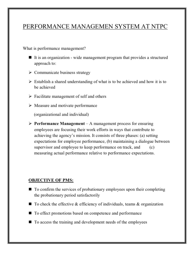 Performance Management System at NTPC | PDF