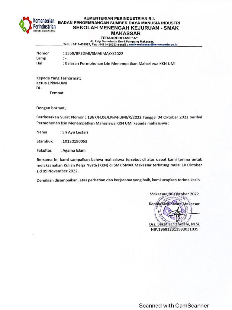 Surat Balasan KKN-P | PDF