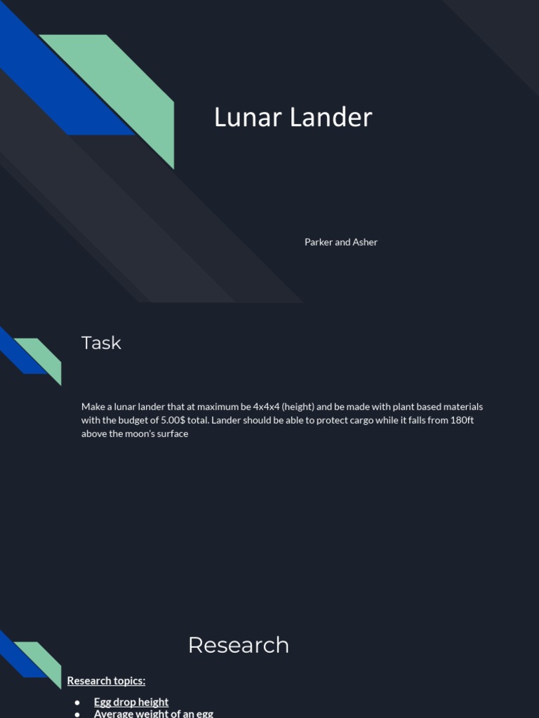 Lunar Lander Egg Drop Project | PDF | Moon