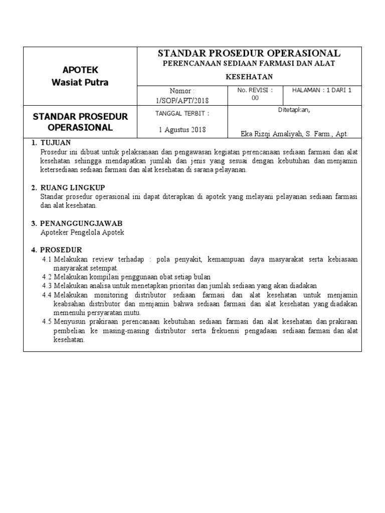 Sop Apotek | PDF