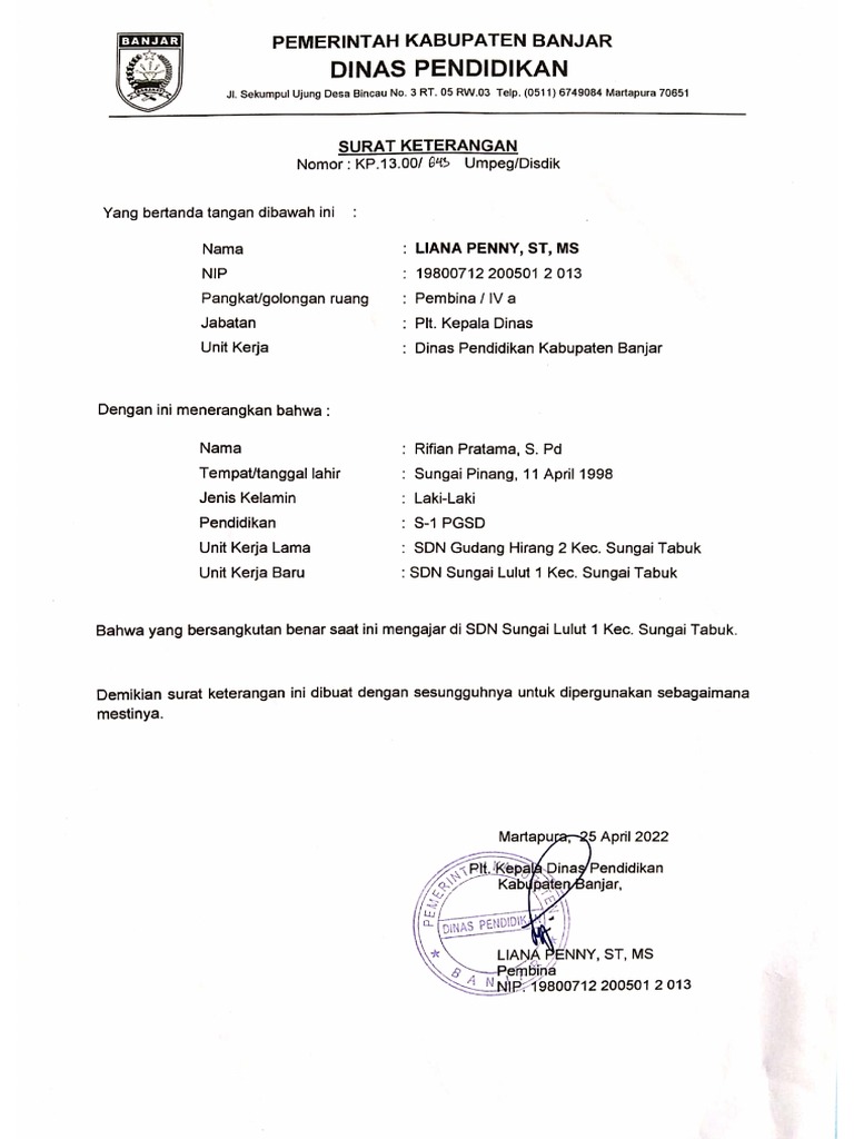 SK Mutasi Rifian | PDF