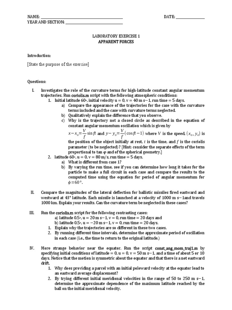 Laboratory 1 | PDF | Theoretical Physics | Physical Phenomena