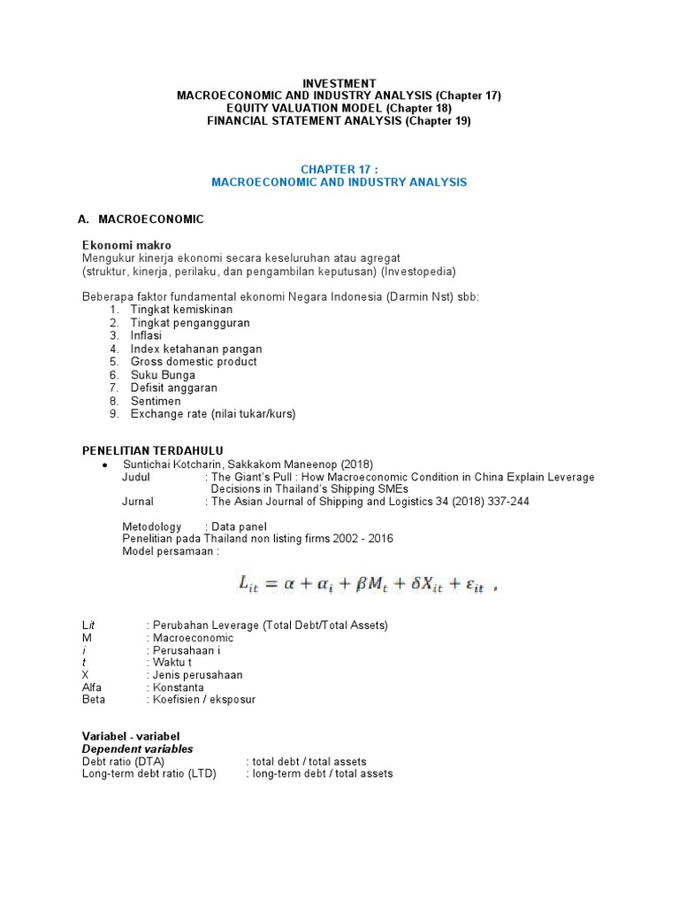 Macroeconomic And Industrial Analysis Pdf Macroeconomics Leverage
