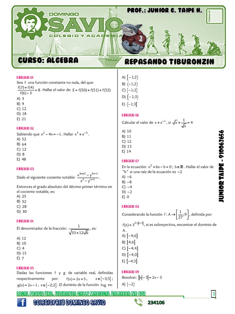 Repaso General 2 | Descargar gratis PDF | Ecuaciones | Relaciones matematicas