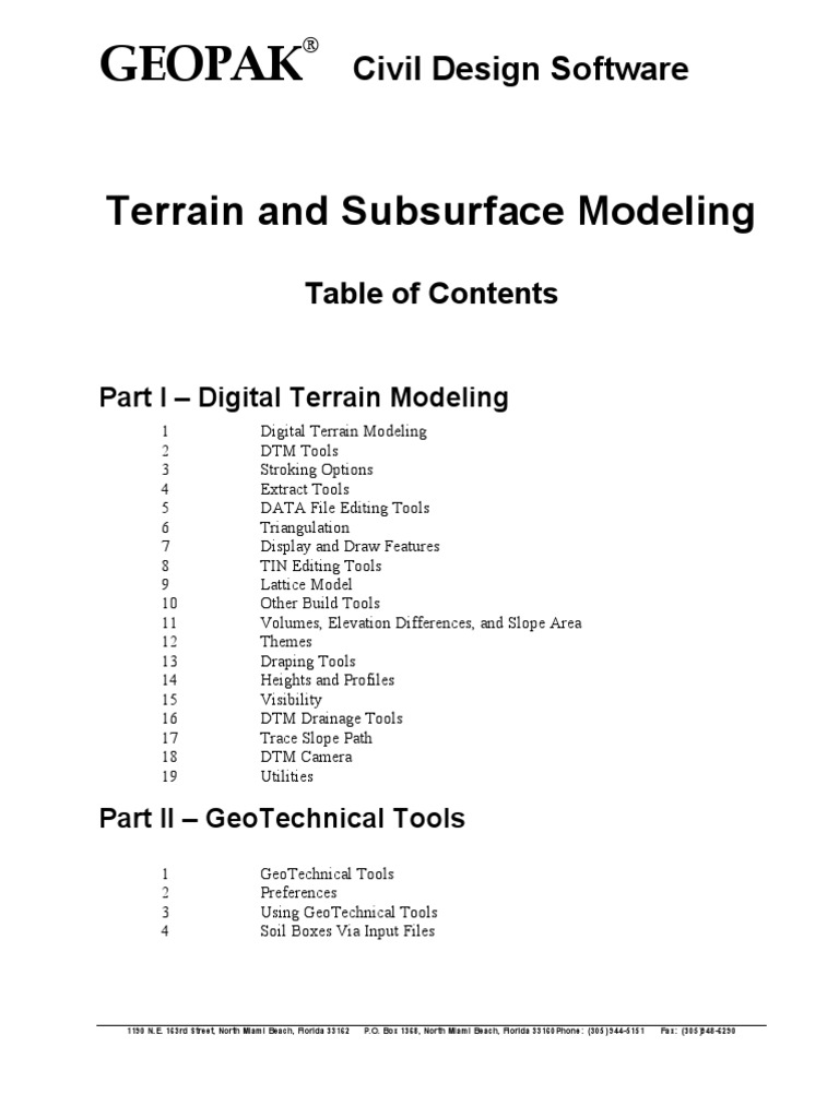 GEOPAK Terrain and Subsurface Modeling v8 1 | PDF | File Format | Contour Line