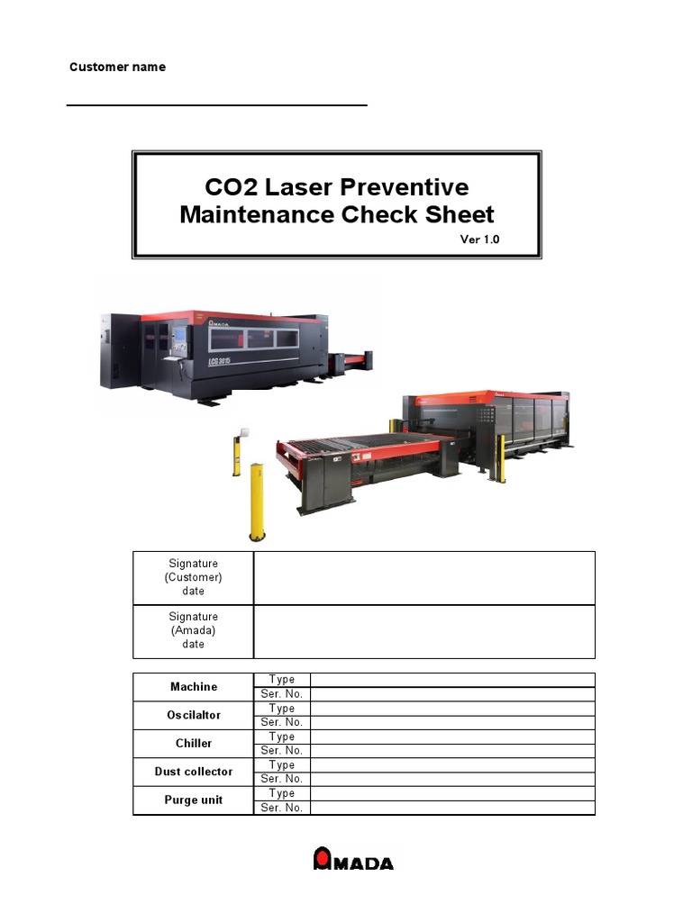 CO2 Laser Maintenance Checklist | PDF | Flow Measurement | Duct (Flow)