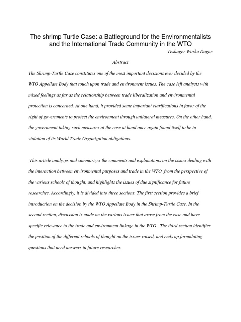 The Shrimp Turtle Case A Battleground For The Environmentalists and The ...