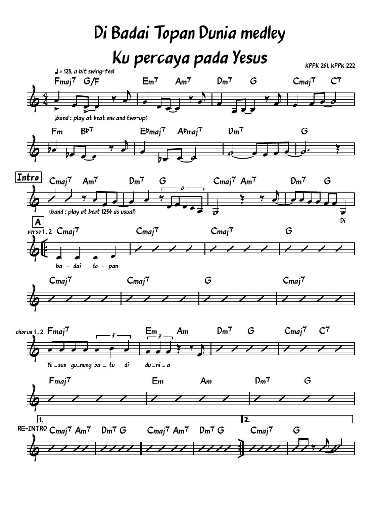 Di Badai Topan Dunia Medley Ku Percaya Pada Yesus v2 | PDF