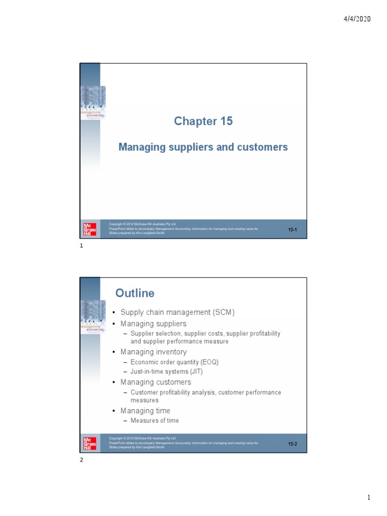 ch15 - Management - Accounting - 6e-Managing Supplier and Customers | PDF | Supply Chain | Inventory