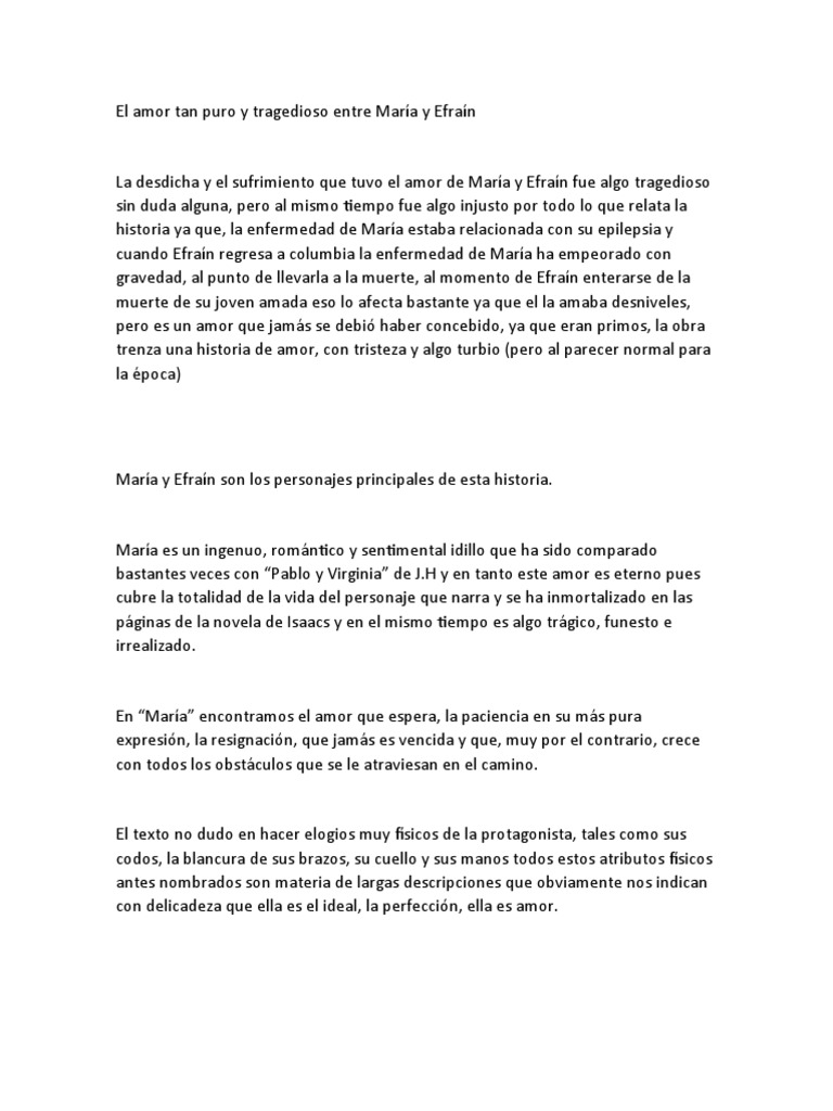 El Amor Tan Puro y Tragedioso Entre María y Efraín | PDF