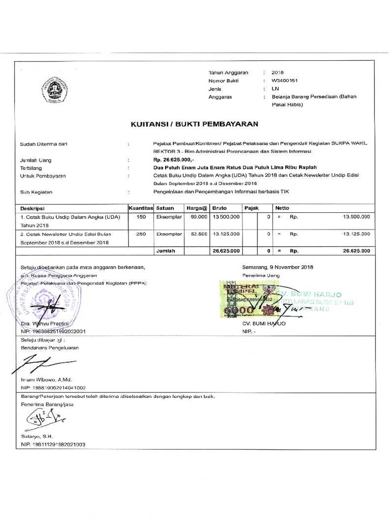 CV. Bumi Harjo (Contoh E-Faktur, Referensi Bank, NPWP, Siup) | PDF