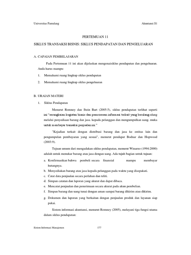 Siklus Pendapatan dan Pengeluaran Akuntansi | PDF