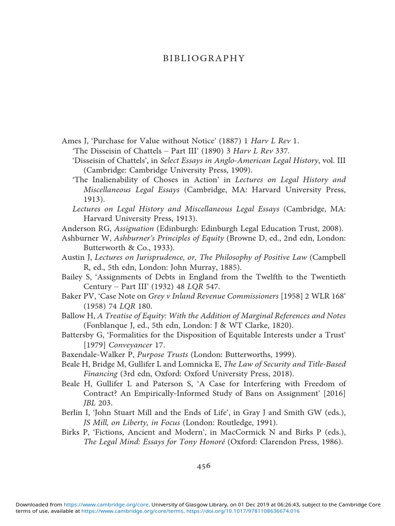 Bibliography | PDF | Equity (Law) | Assignment (Law)