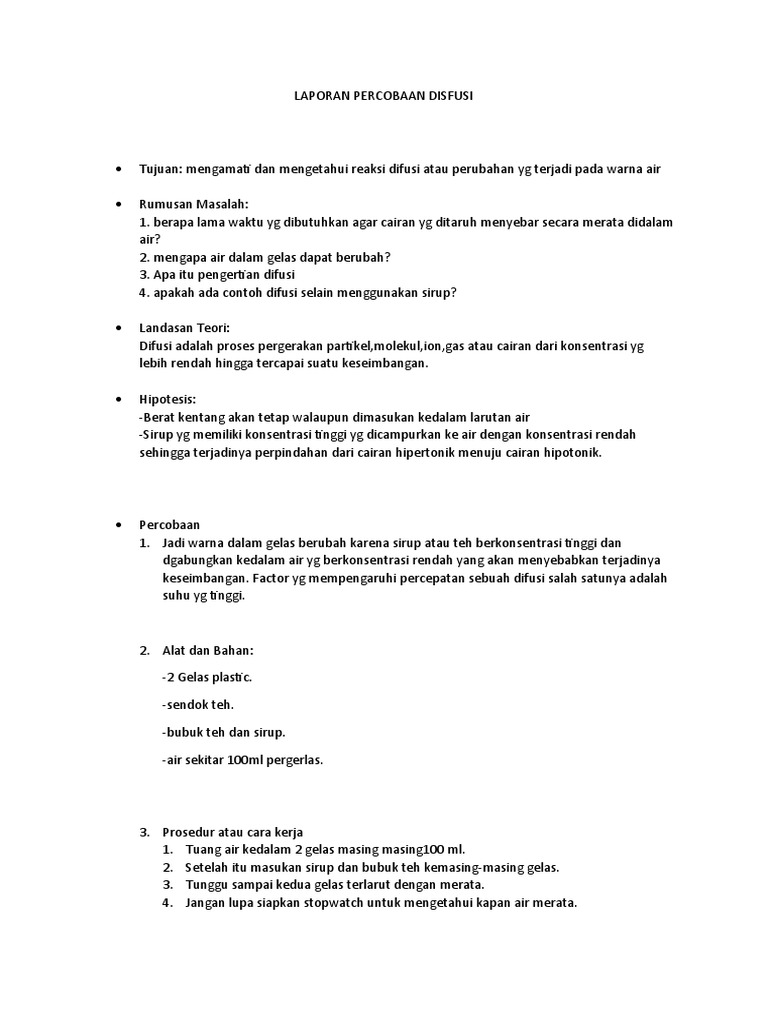 Laporan Percobaan Disfusi | PDF