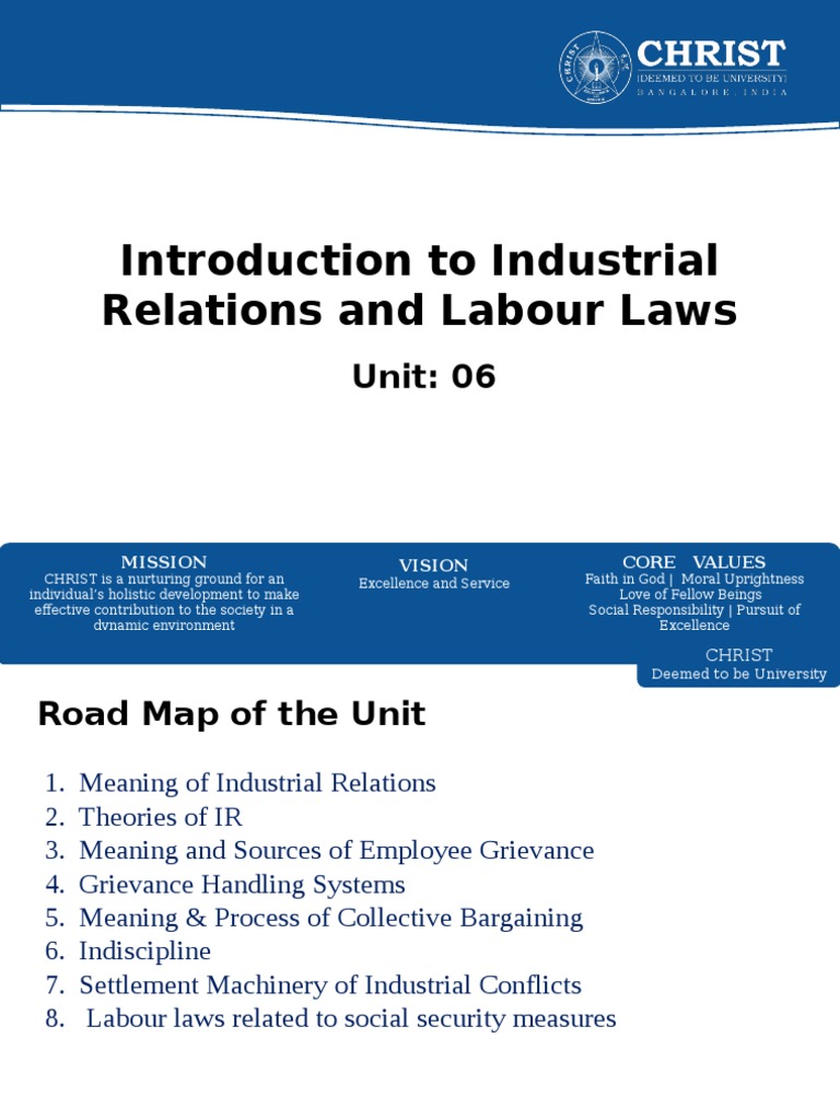 Unit 06 Introduction To Industrial Relations and Labour Laws | PDF ...