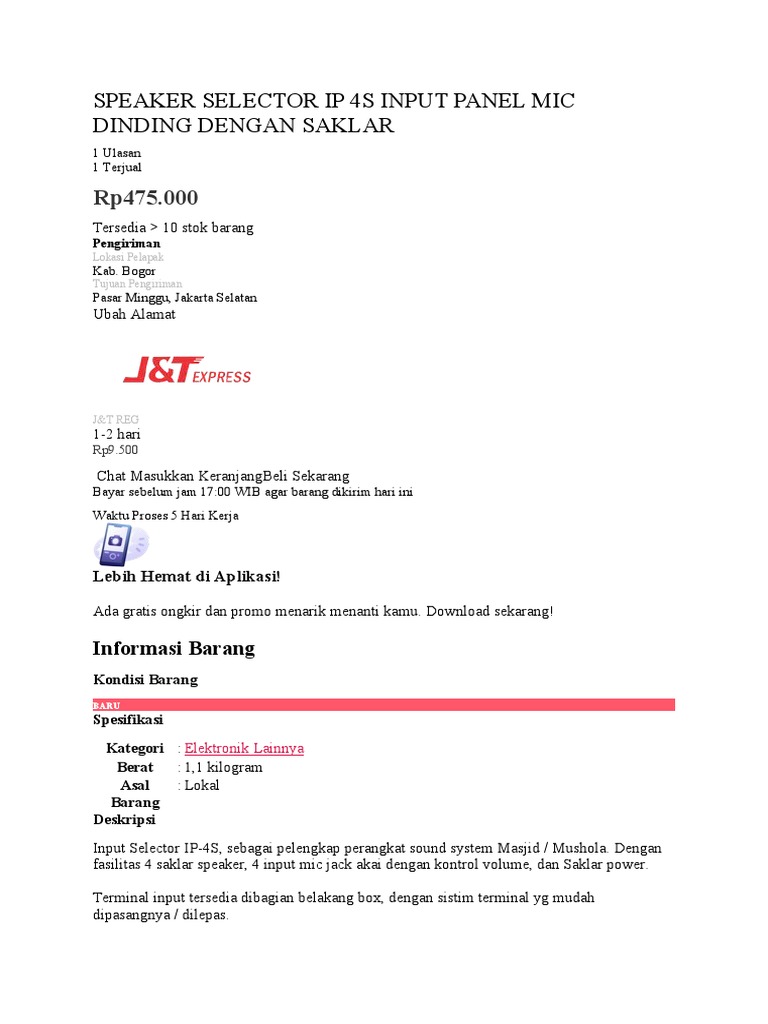 Panel Input Speaker dan Mic Dinding | PDF | Griya & Taman