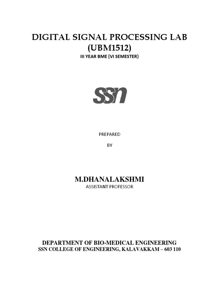 Ubm1512 DSP Lab Manual | PDF