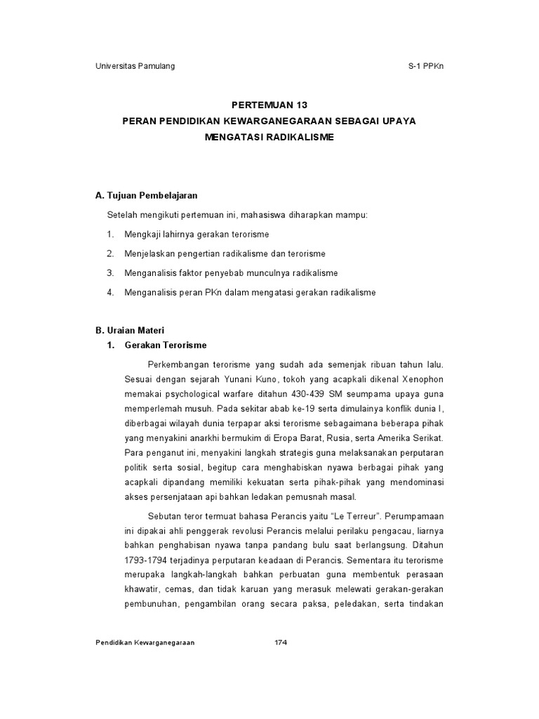 Pam0032 - Pertemuan Ke-13 - Peran Pendidikan Kewarganegaraan Sebagai Upaya Mengatasi Radikalisme ...