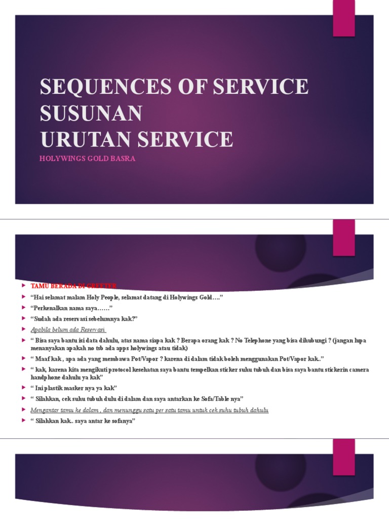 Sequences of Service Susunan Urutan | PDF
