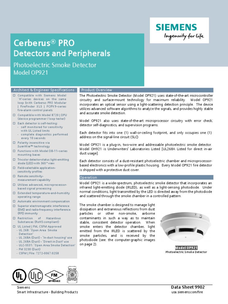 Siemens Photoelectric Smoke Detector | PDF | Sensor | Electromagnetic Interference