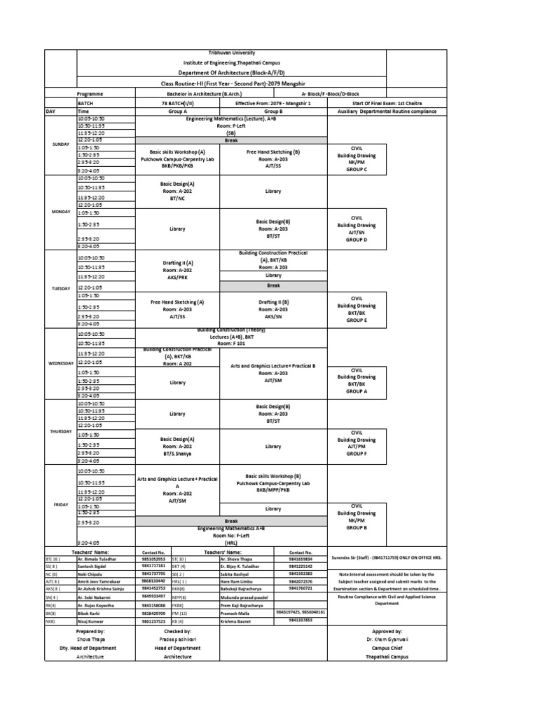 Even Semester Routine 2079 Mangshir | PDF | Engineering | Science