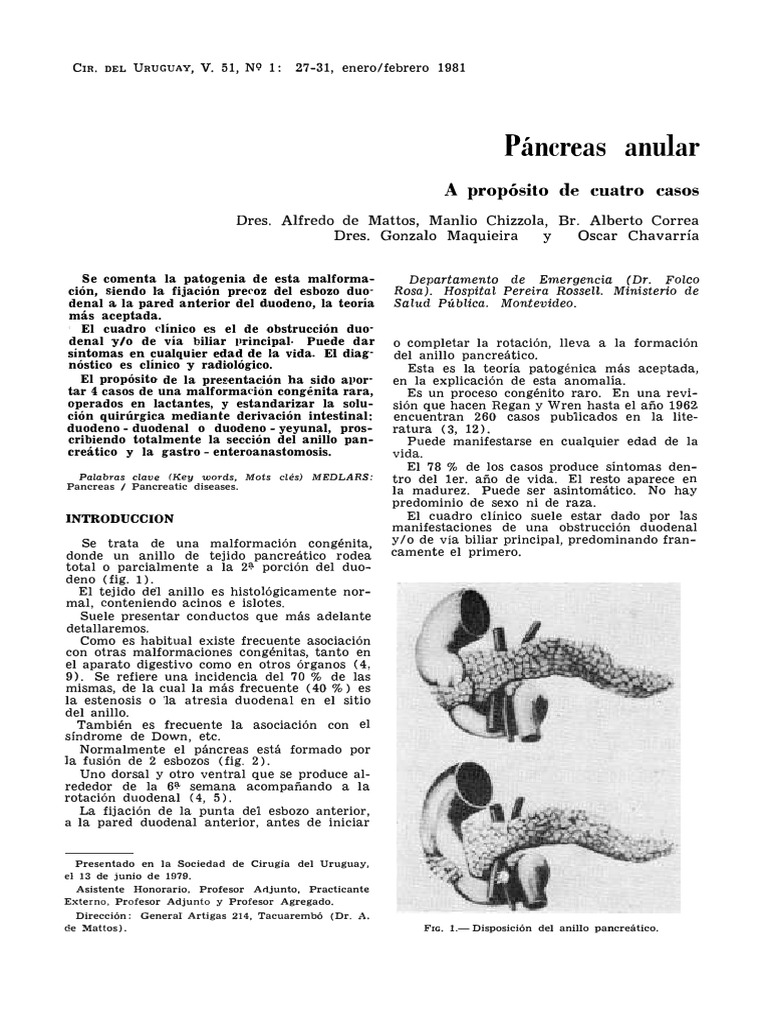Páncreas Anular: Propósito Cuatro Casos | PDF | Páncreas ...