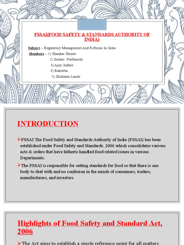 FSSAI (Food Safety & Standards Authority of INDIA) | PDF | Food And Drink | Nutrition