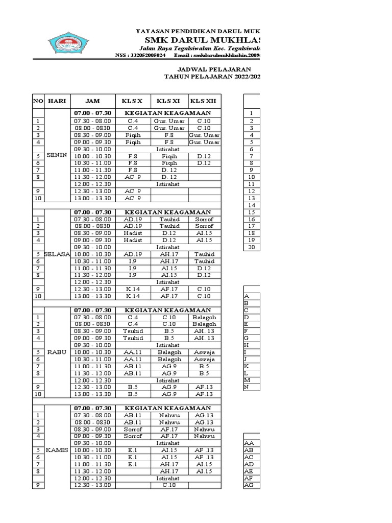 Jadwal KBM SMK DM 2022 Sem 1 Ok | PDF | Theocracy | Sharia