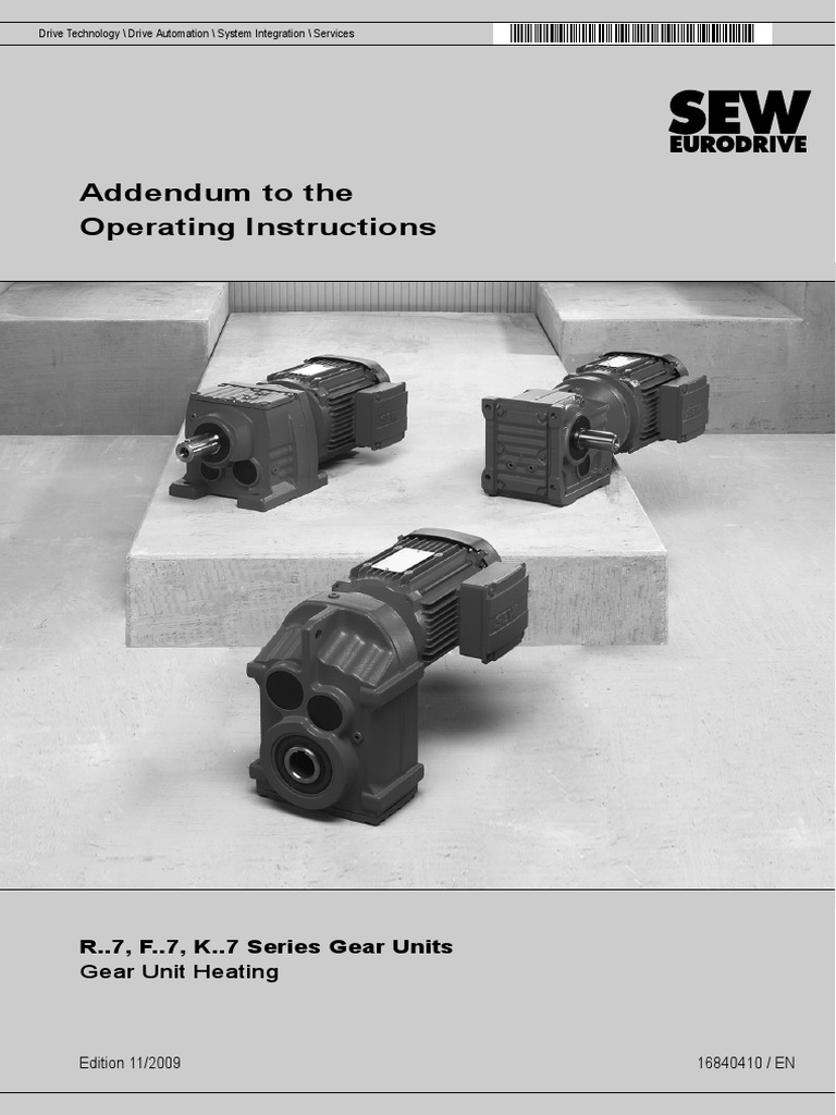 Addendum To The Operating Instructions: R..7, F..7, K..7 Series Gear ...