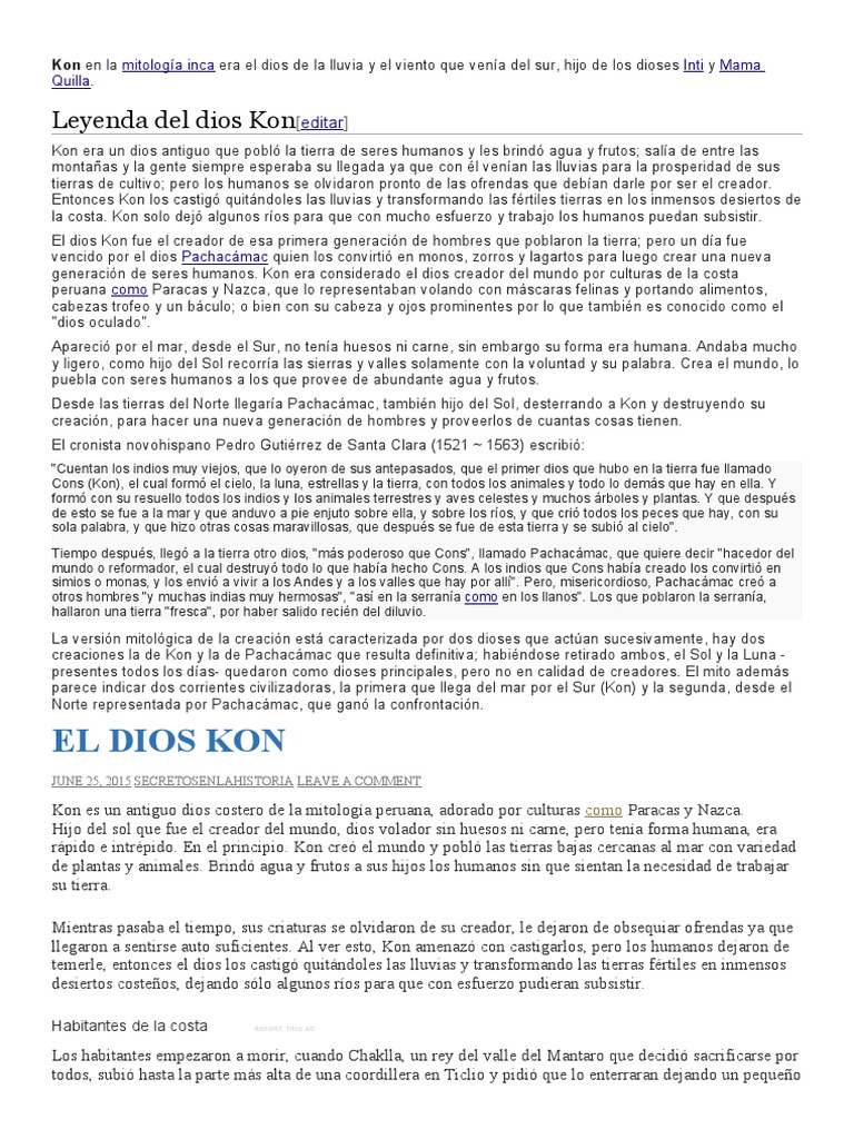 El Dios Kon | PDF | Imperio Inca | Historias Tradicionales