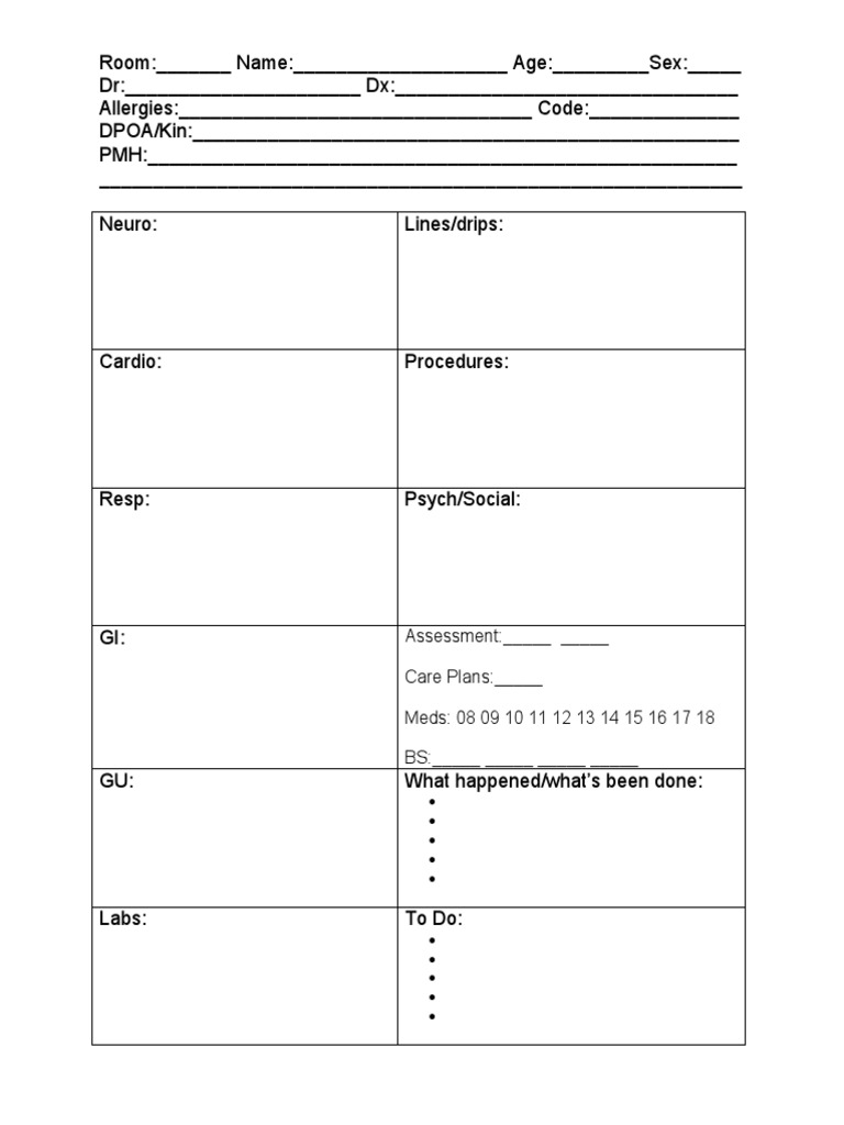 ICU Report Sheet | PDF
