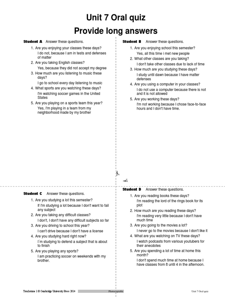 27-07-2022 Speaking Practice of The Unit 7 | PDF