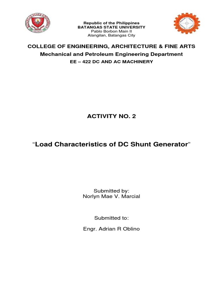 Activity 2 - Load Characteristics of DC Shunt Generator | Download Free ...