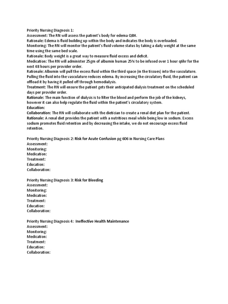Priority Nursing Diagnosis 1 | PDF