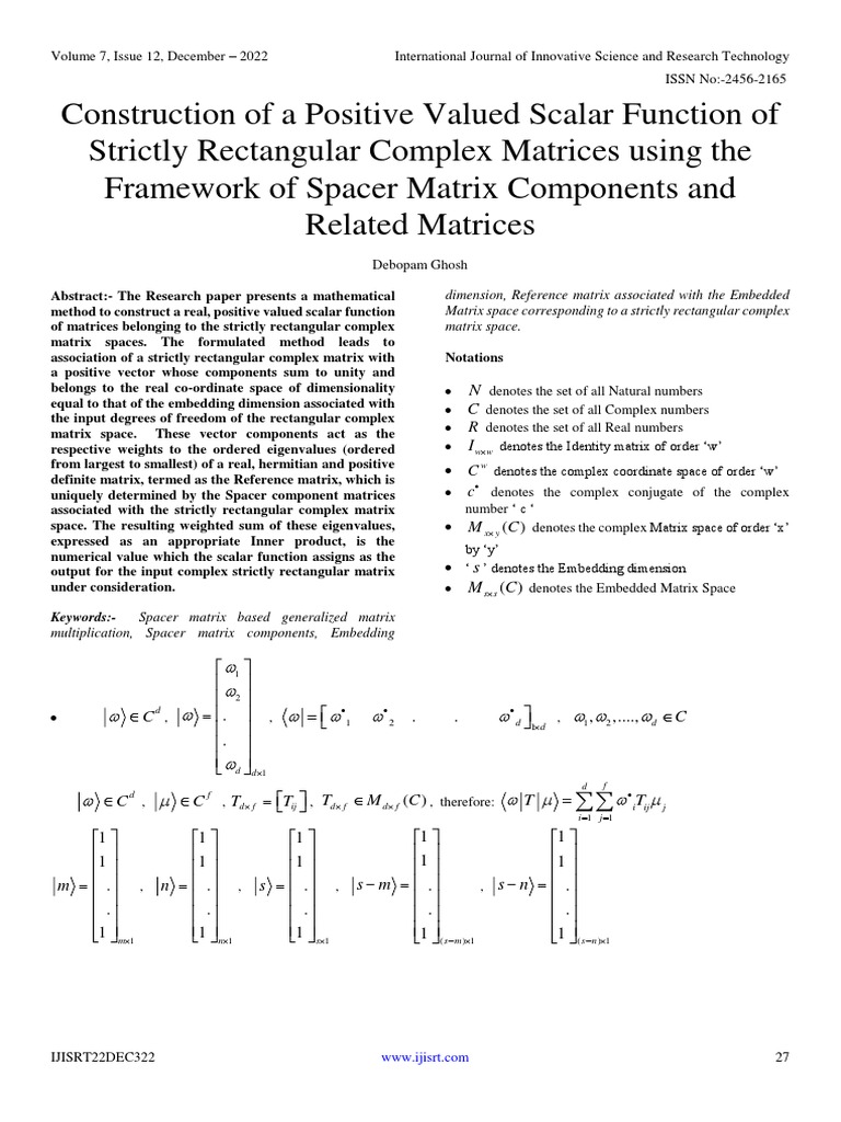 Construction of A Positive Valued Scalar Function of Strictly ... Construction of A Positive Valued Scalar Function of Strictly ...