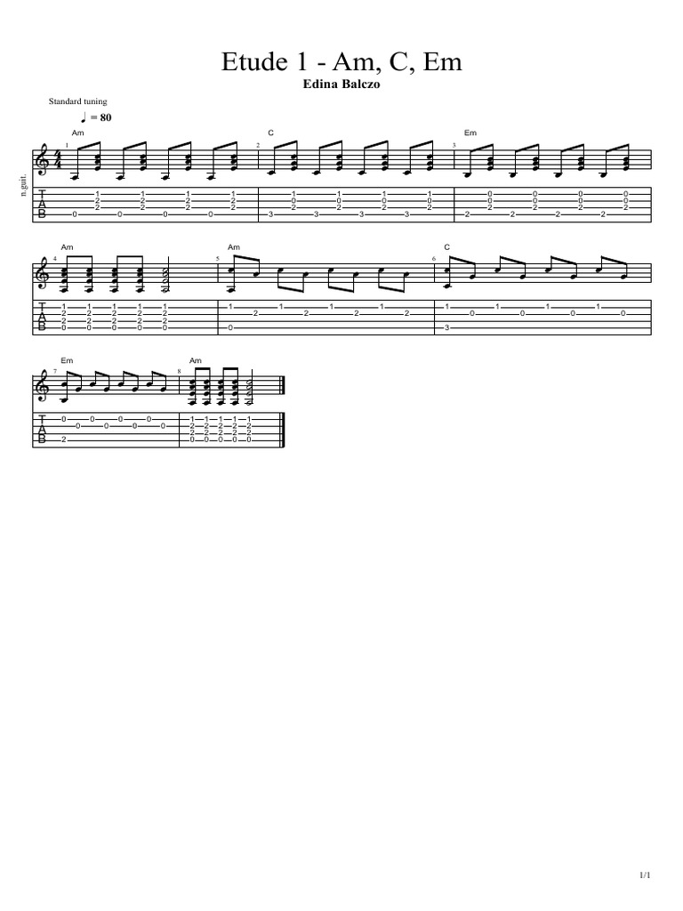 Etude 1 Am C Em Pdf Pdf