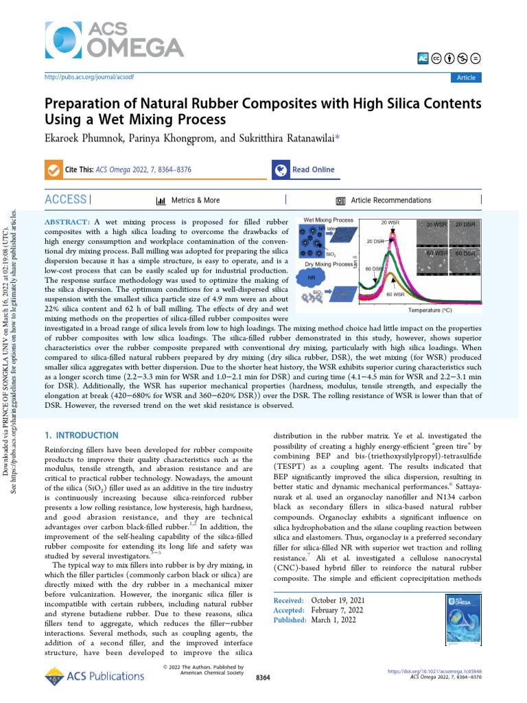 Preparation of Natural Rubber Composites With High Silica Content Using ...