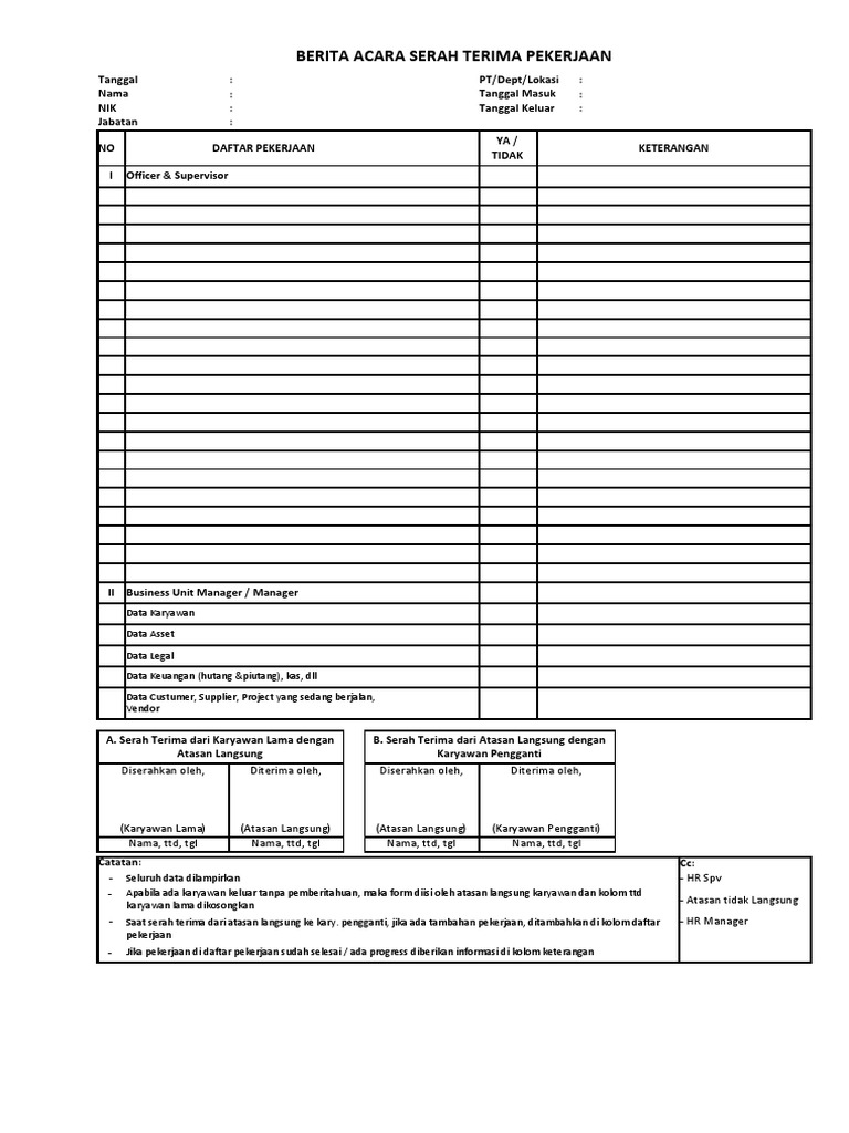 Template Berita Acara Serah Terima | PDF
