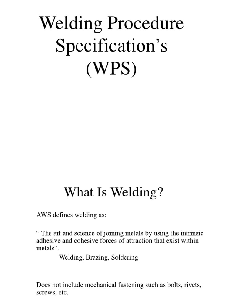 Welding Procedure Specification's (WPS) | PDF | Construction | Welding