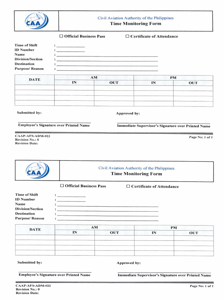 Time Monitoring Form | PDF